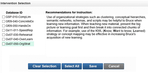 Teacher Intervention Report