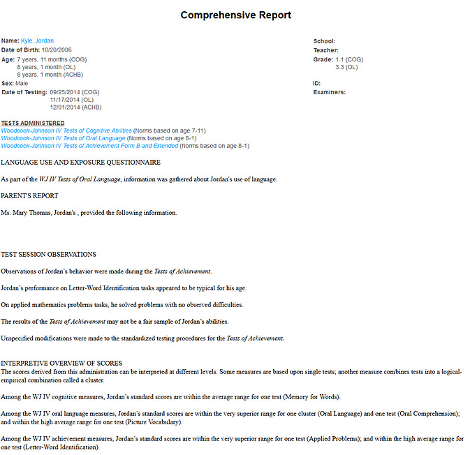 Comprehensive Report